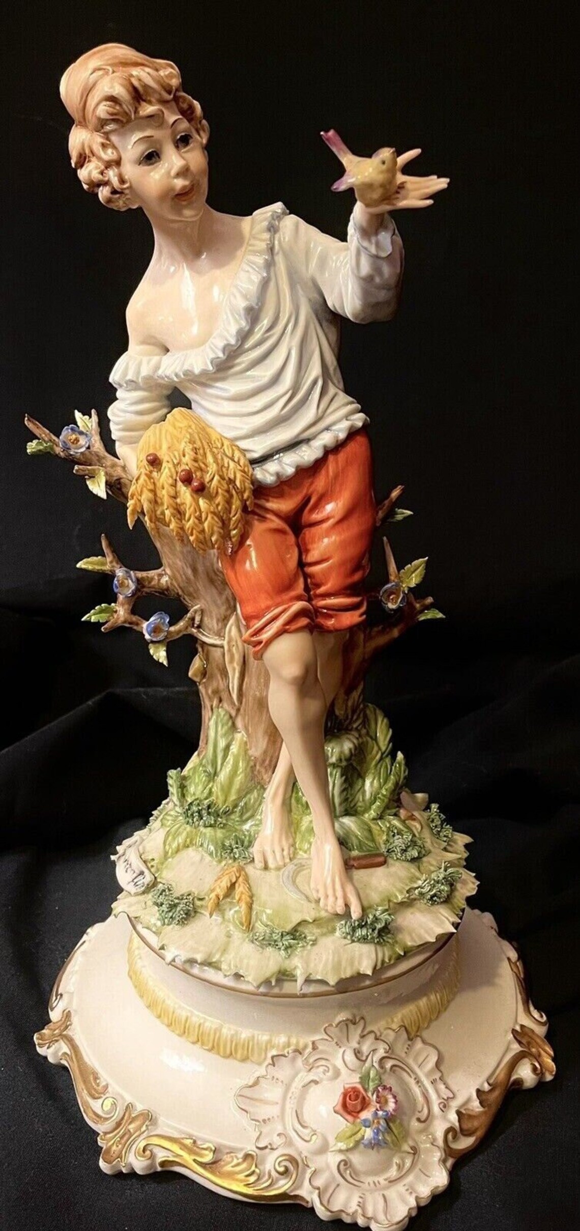 Vintage Capodimonte Porcelain Lady and Bird, Absolutely Stunning - Etsy