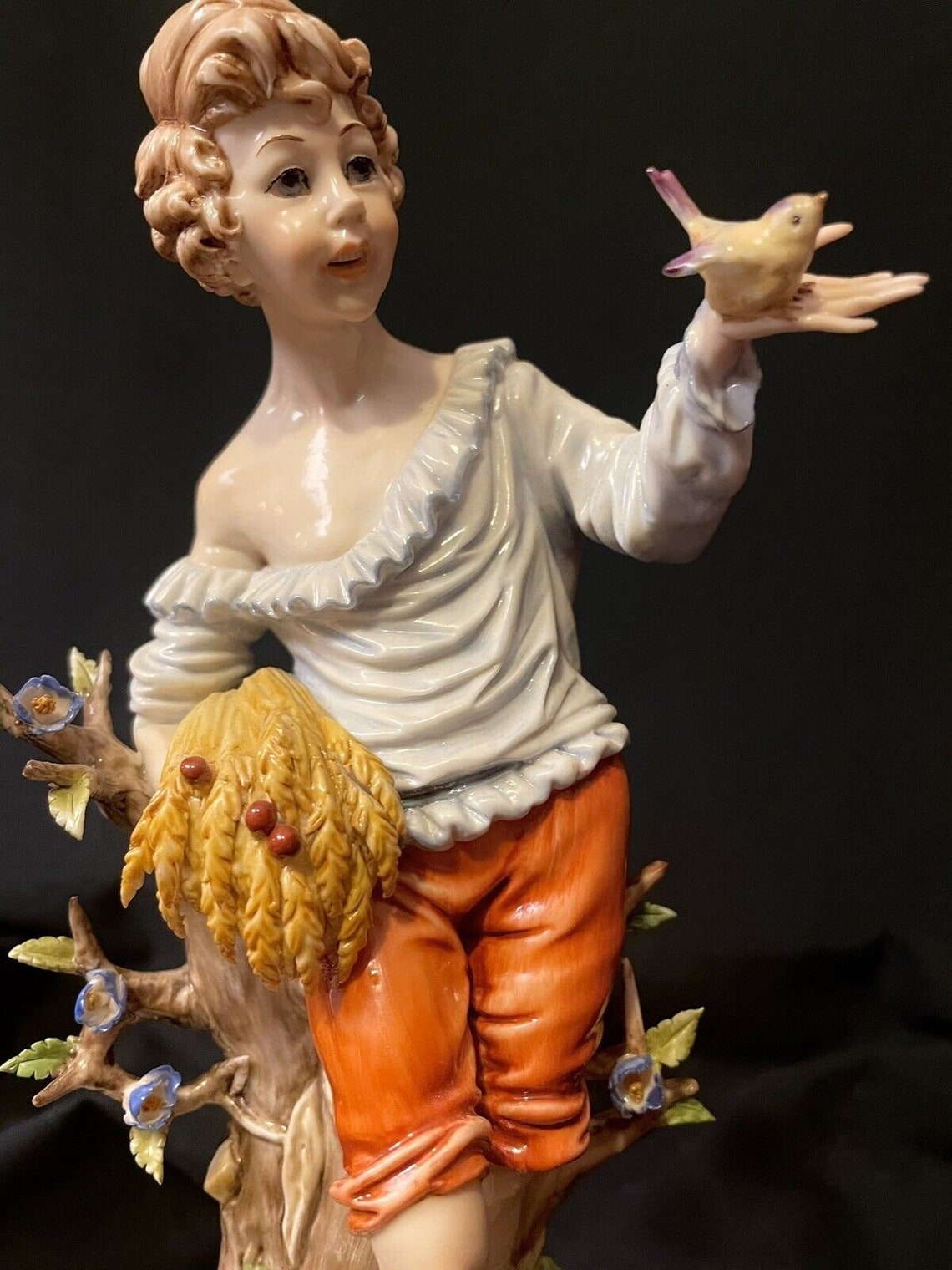 Vintage Capodimonte Porcelain Lady and Bird, Absolutely Stunning - Etsy