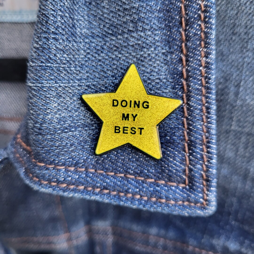 Doing My Best Gold Star Quote Inspirational Enamel Brooch Pin - Etsy