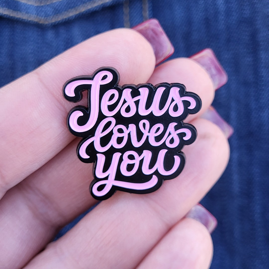 Jesus Loves You Quote Pink Enamel Brooch Pin - Etsy