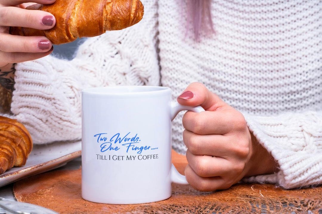 Two Words One Finger 11 Oz Glossy Coffee Mug, Tea, Graphic Mug, F You ...