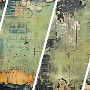 Shabby Grunge Digital Paper, Printable Collage Scrapbook Texture Pack ...