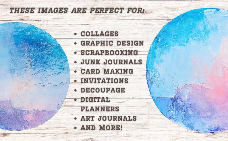 Mixed Media Circles Clipart, Round Shapes Grunge Painted Textured ...