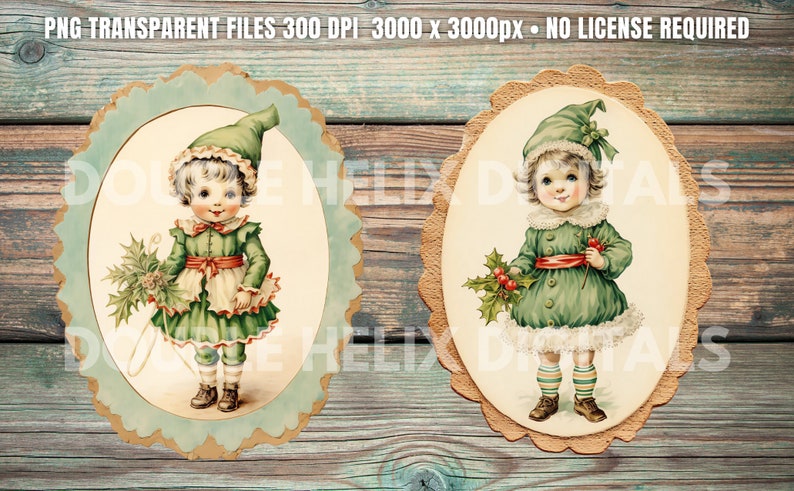 Christmas Clipart Elves Digital Patches Antique - Etsy