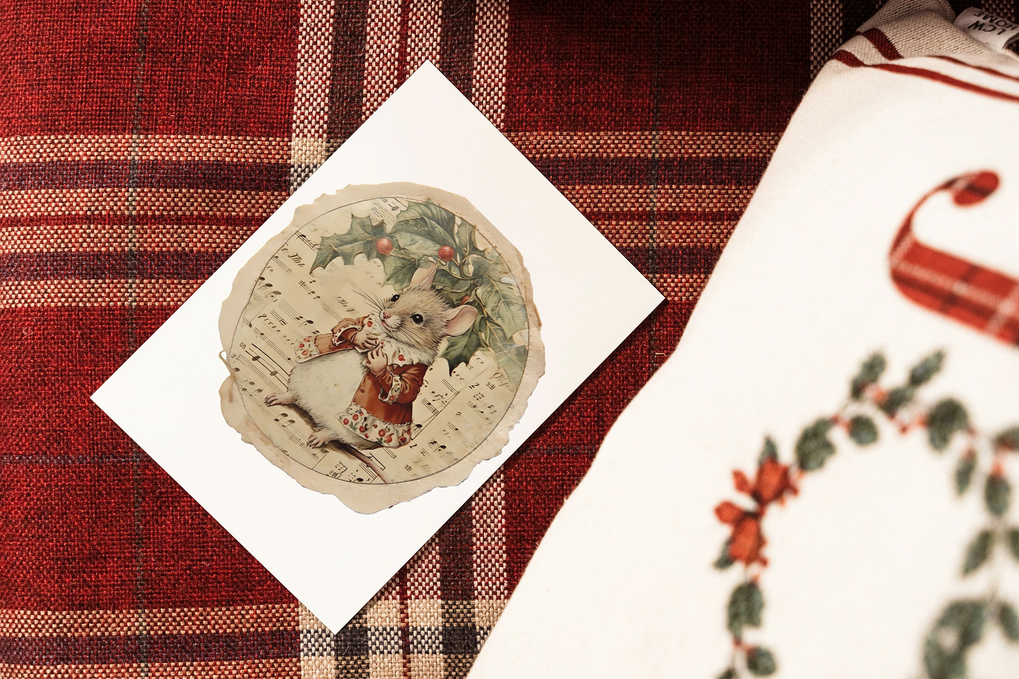 Christmas Clipart, Mice Digital Patches, Antique Animals, Mouse PNG ...