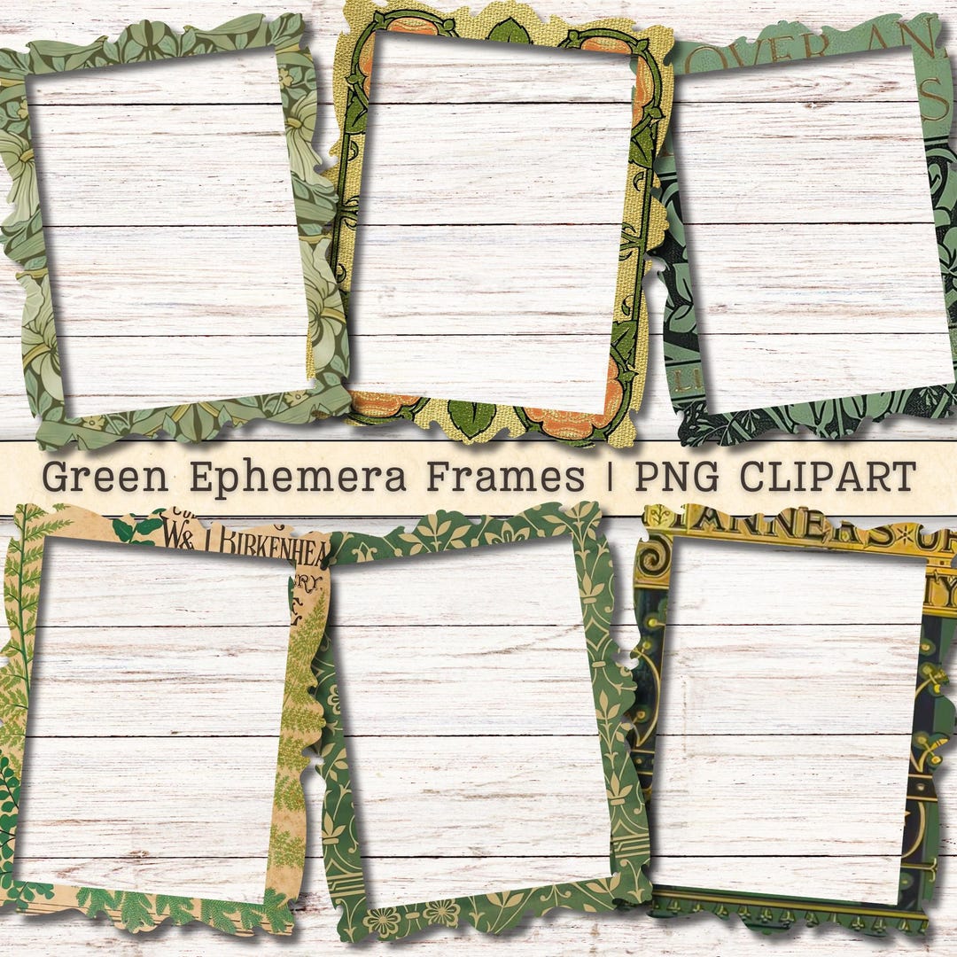 Green Ephemera Frames Clipart, PNG Digital Image Instant Download ...