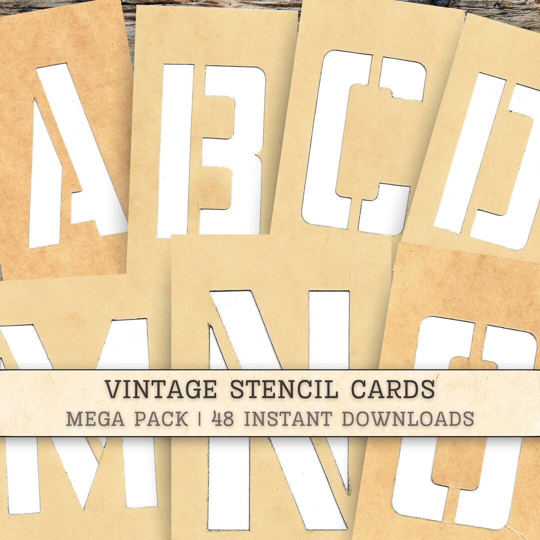 Vintage Stencil Cards Digital Download, 1950's Ephemera Lot, Letters ...