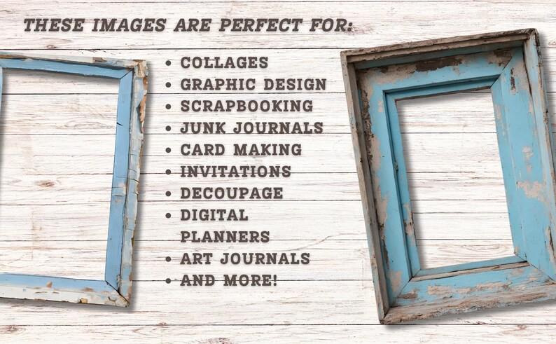 Blue Barnwood Frames Clipart, PNG Digital Image Download, Antique Chip ...