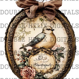 Christmas Bird Ornaments Clip Art, Vintage Shabby Chic Collage ...