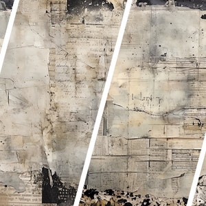 Shabby Grunge Digital Paper, Printable Collage Scrapbook Texture Sheet ...