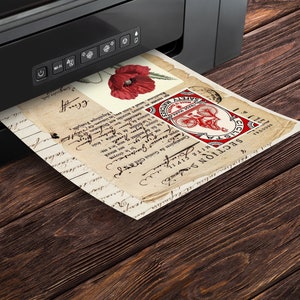 Vintage Paper Kit Rouge Red Digital Download, Printable Collage Sheets ...