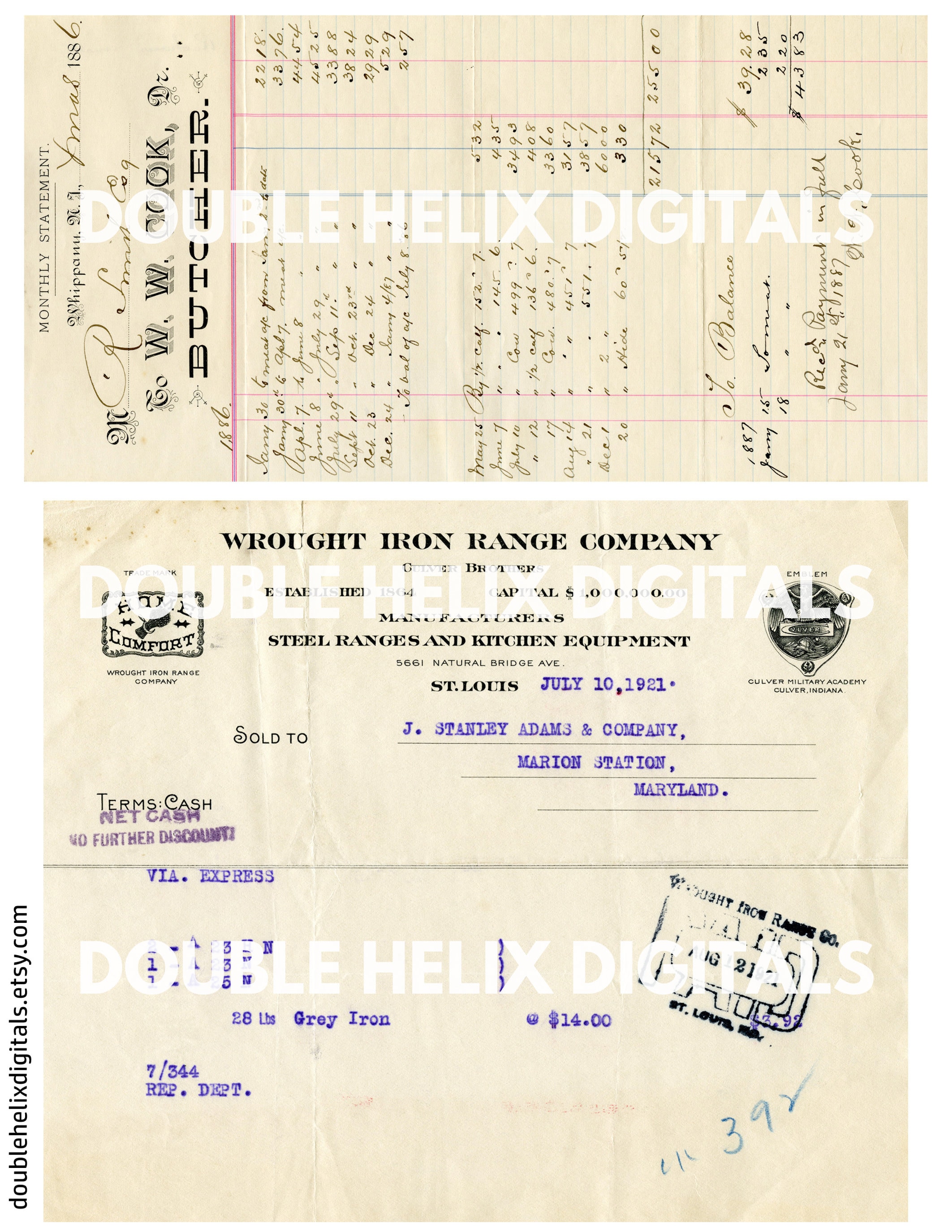 Antique Handwritten Receipts Digital Paper, Printable Vintage Junk ...