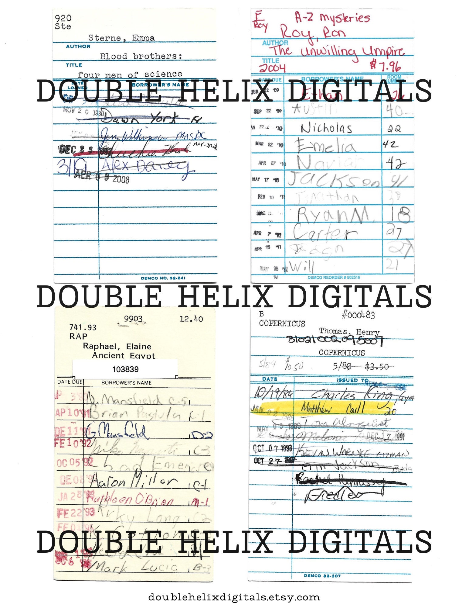 Vintage Library Cards Digital Download, Handwritten Printable Junk ...