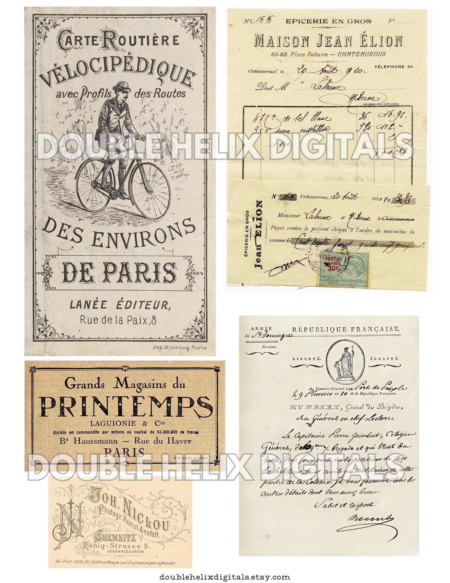 Antique French Ephemera Digital Paper, Handwriting Printable Vintage ...