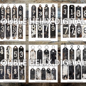 Grunge Industrial Number Tags, Black and White Printable Labels ...