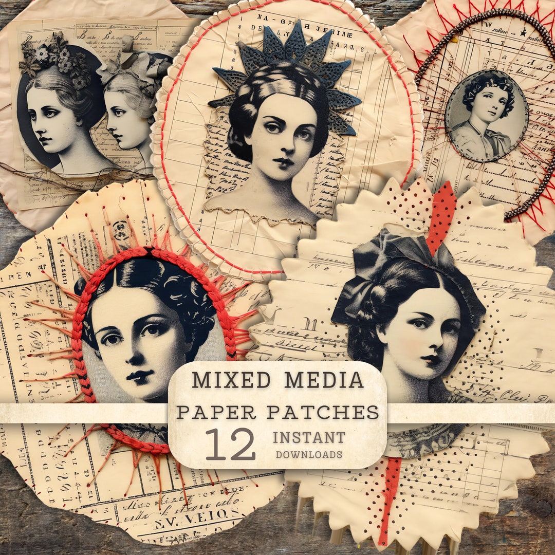 Vintage Paper Patches Clipart, Victorian Ephemera Ladies, Printable ...