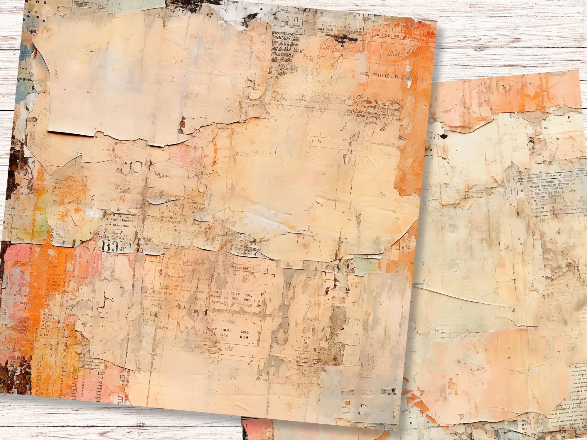 Shabby Grunge Digital Paper, Printable Scrapbook Texture Pack, Apricot ...