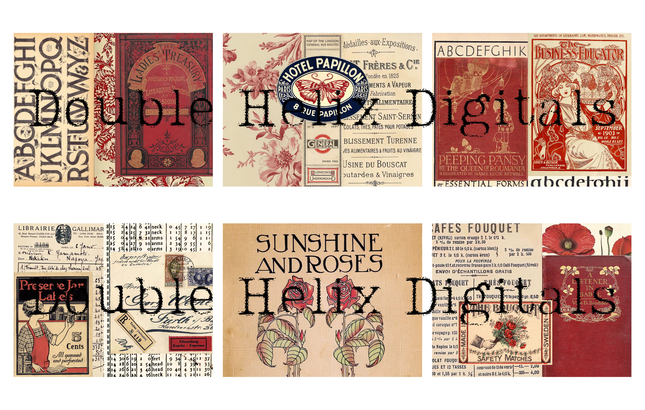Vintage Paper Kit Rouge Red Digital Download, Printable Collage Sheets ...