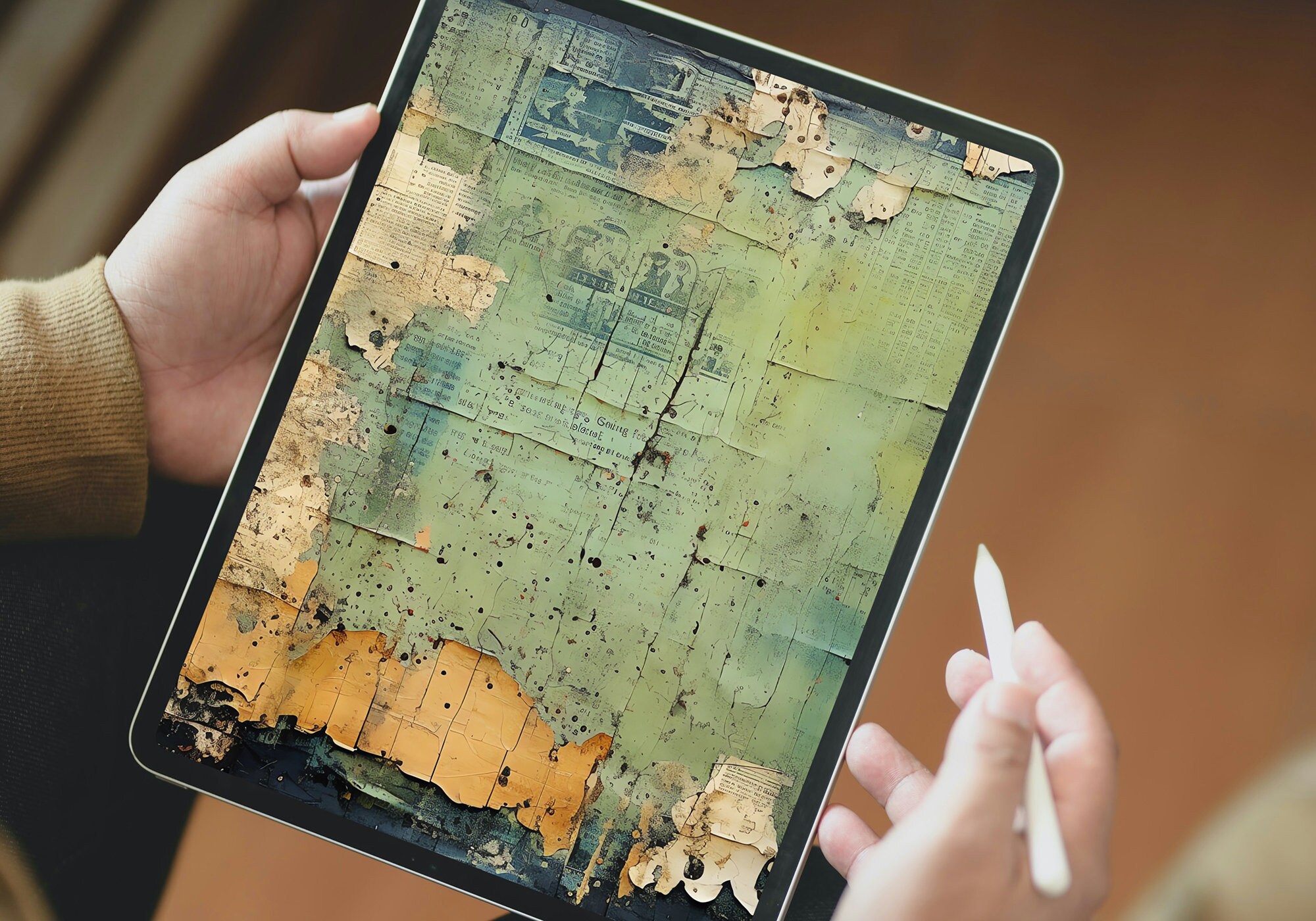 Shabby Grunge Digital Paper, Printable Collage Scrapbook Texture Pack ...