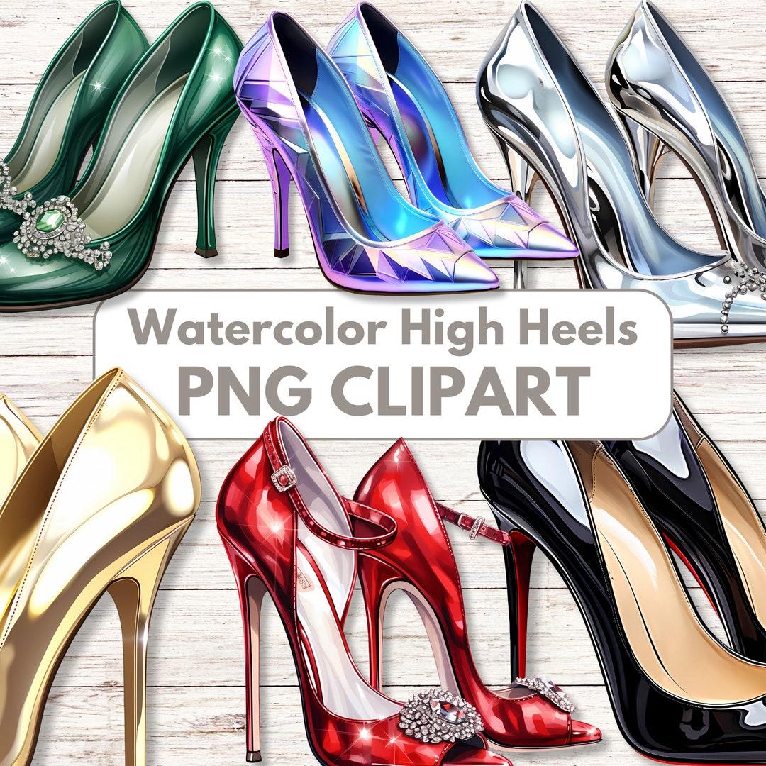 Watercolor High Heels Clipart, Fashion Illustration, Luxury Shoes, Art ...
