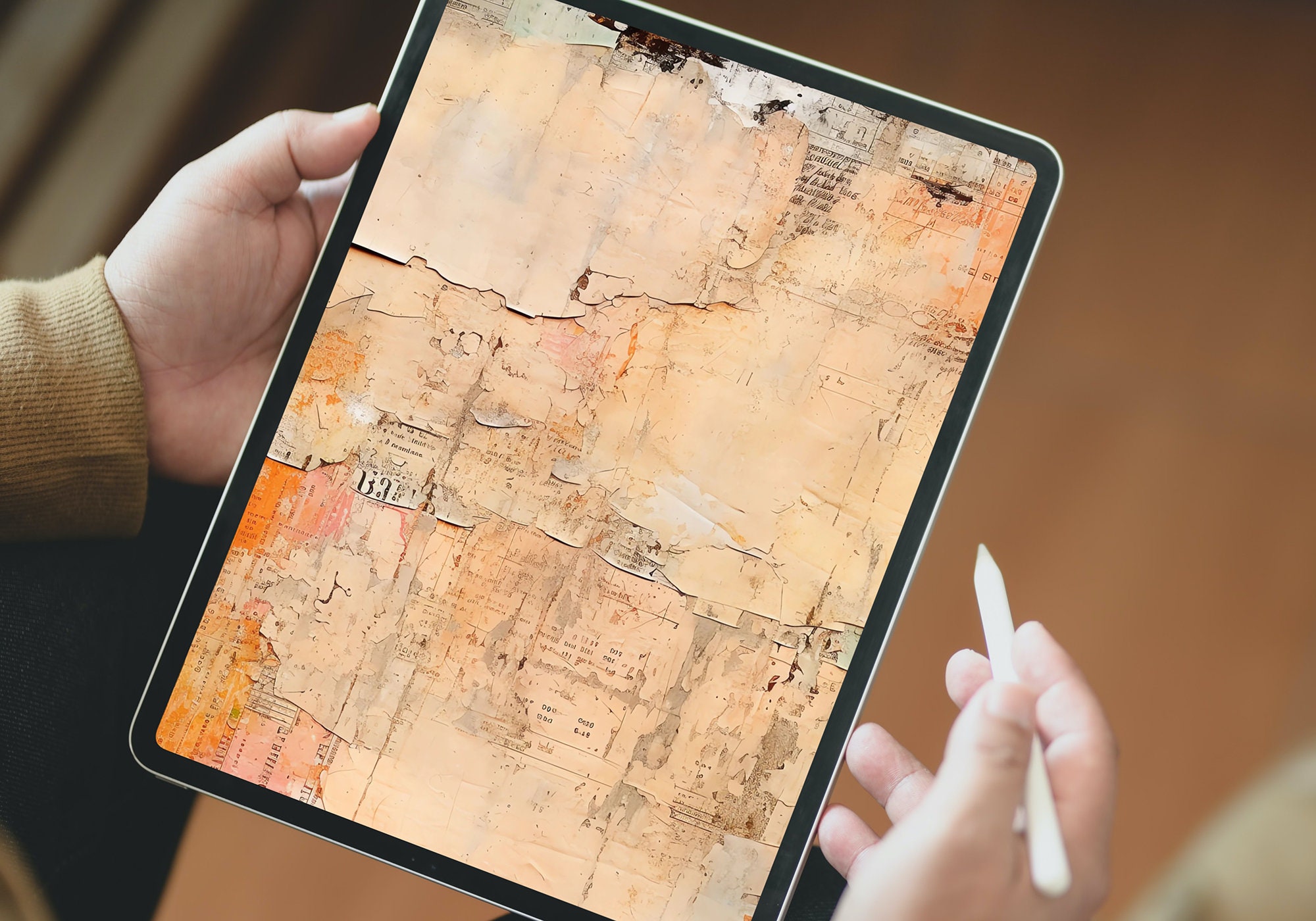 Shabby Grunge Digital Paper, Printable Scrapbook Texture Pack, Apricot ...