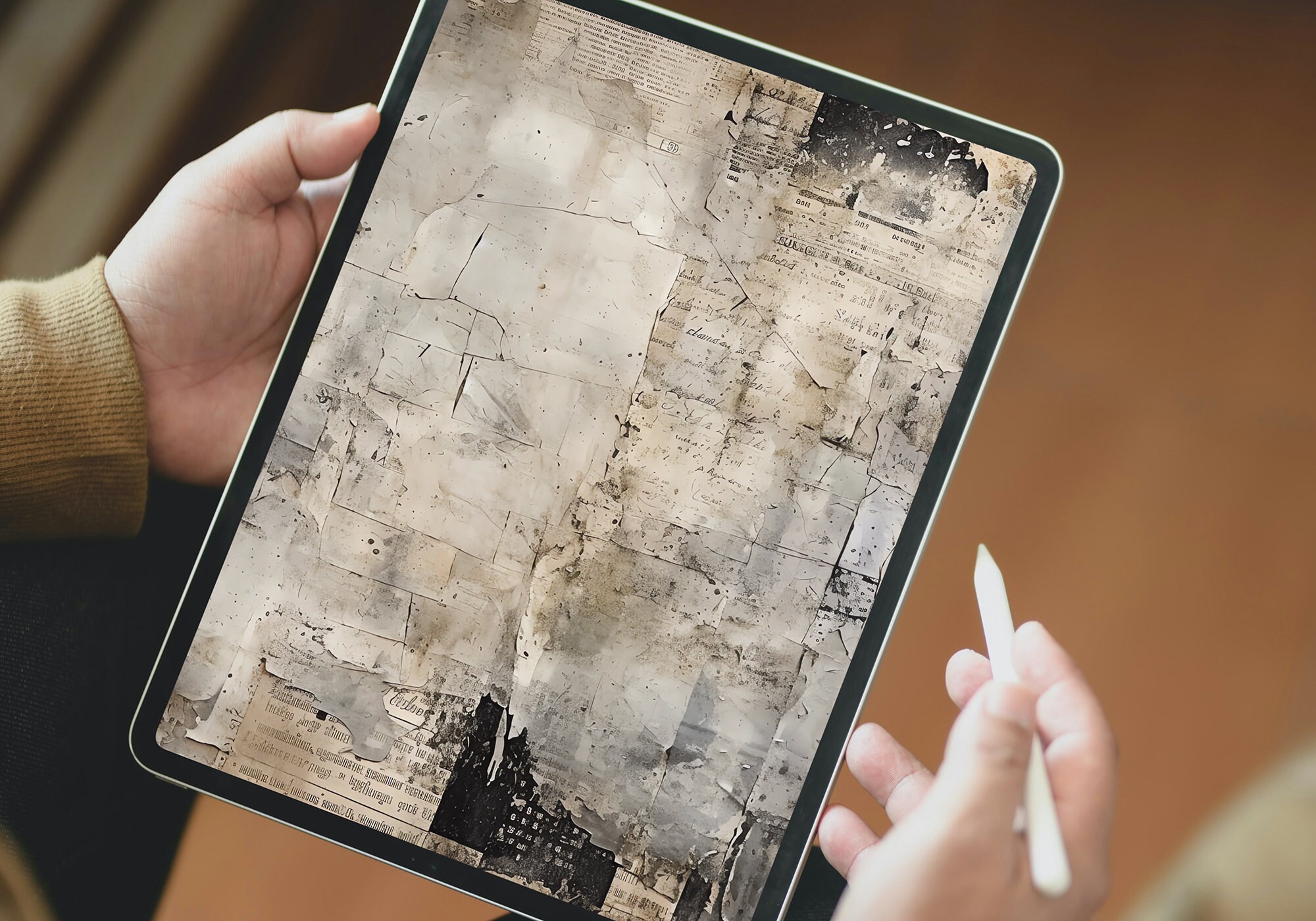 Shabby Grunge Digital Paper, Printable Collage Scrapbook Texture Sheet ...