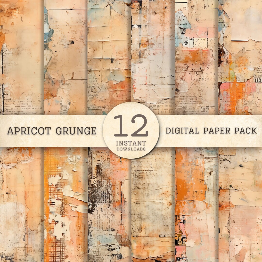 Shabby Grunge Digital Paper, Printable Scrapbook Texture Pack, Apricot ...