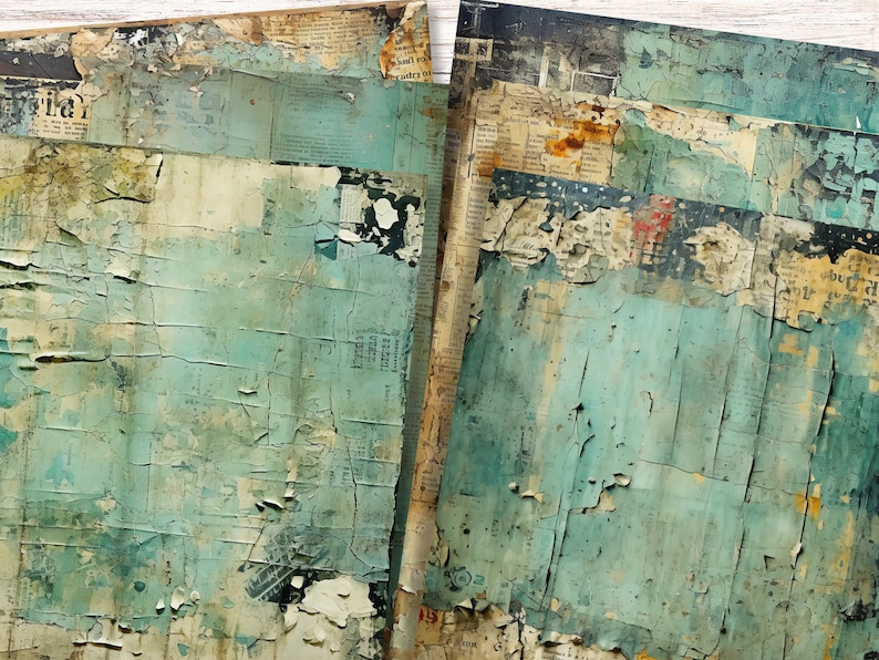 Shabby Grunge Digital Paper, Printable Collage Scrapbook Texture Pack ...