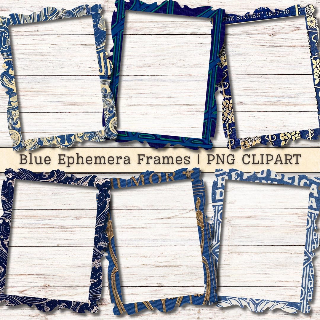Blue Ephemera Frames Clipart, PNG Digital Image Instant Download ...
