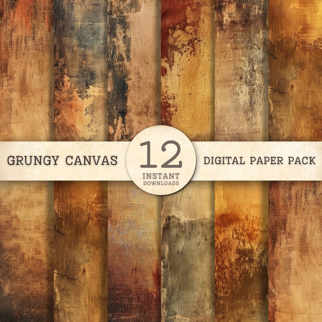Grungy Canvas Digital Paper, Texture Grunge Printable Downloads, Earth ...