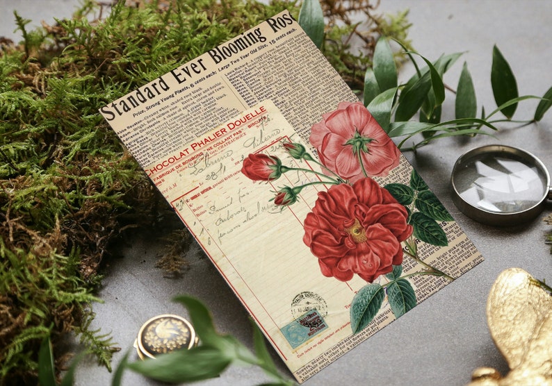 Vintage Paper Kit Rouge Red Digital Download, Printable Collage Sheets ...