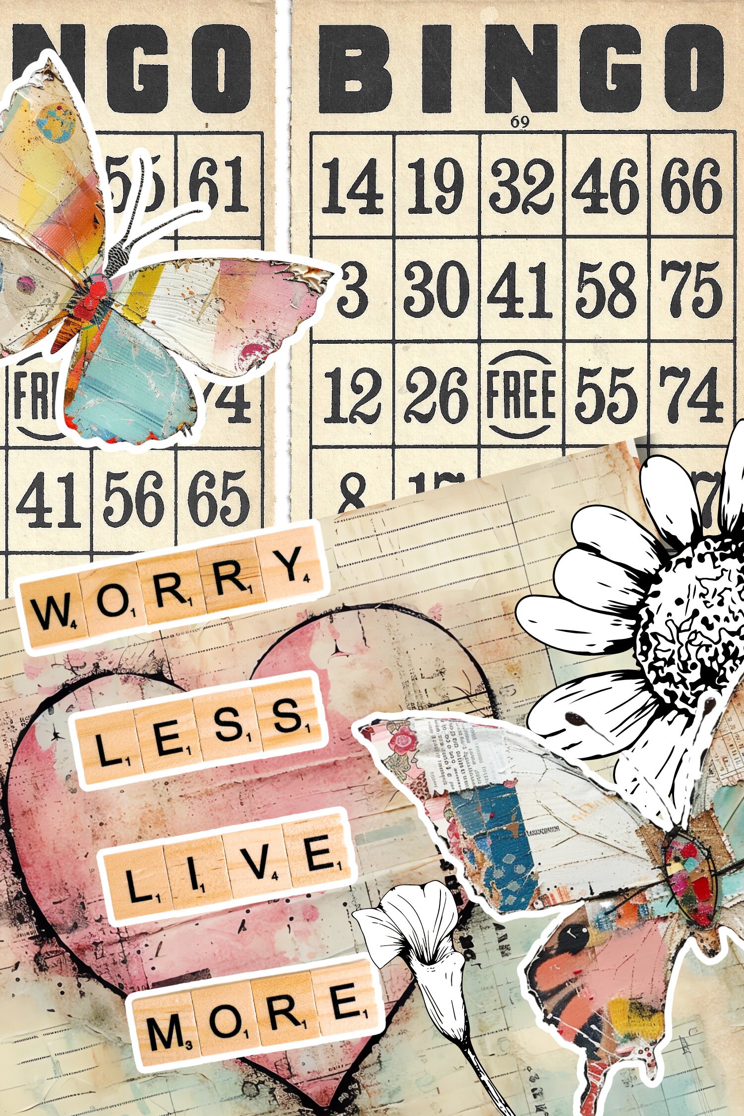 Vintage Bingo Cards Digital Download, 1950's Card Lot, Text Numbers ...