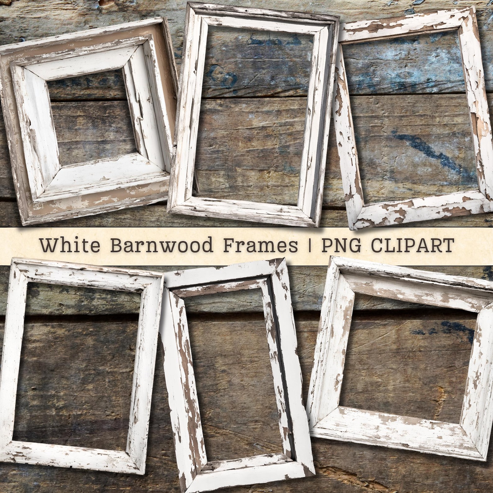 White Barnwood Frames Clipart, PNG Digital Image Download, Antique ...