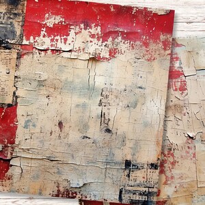 Shabby Grunge Digital Paper, Printable Collage Scrapbook Texture Pack ...