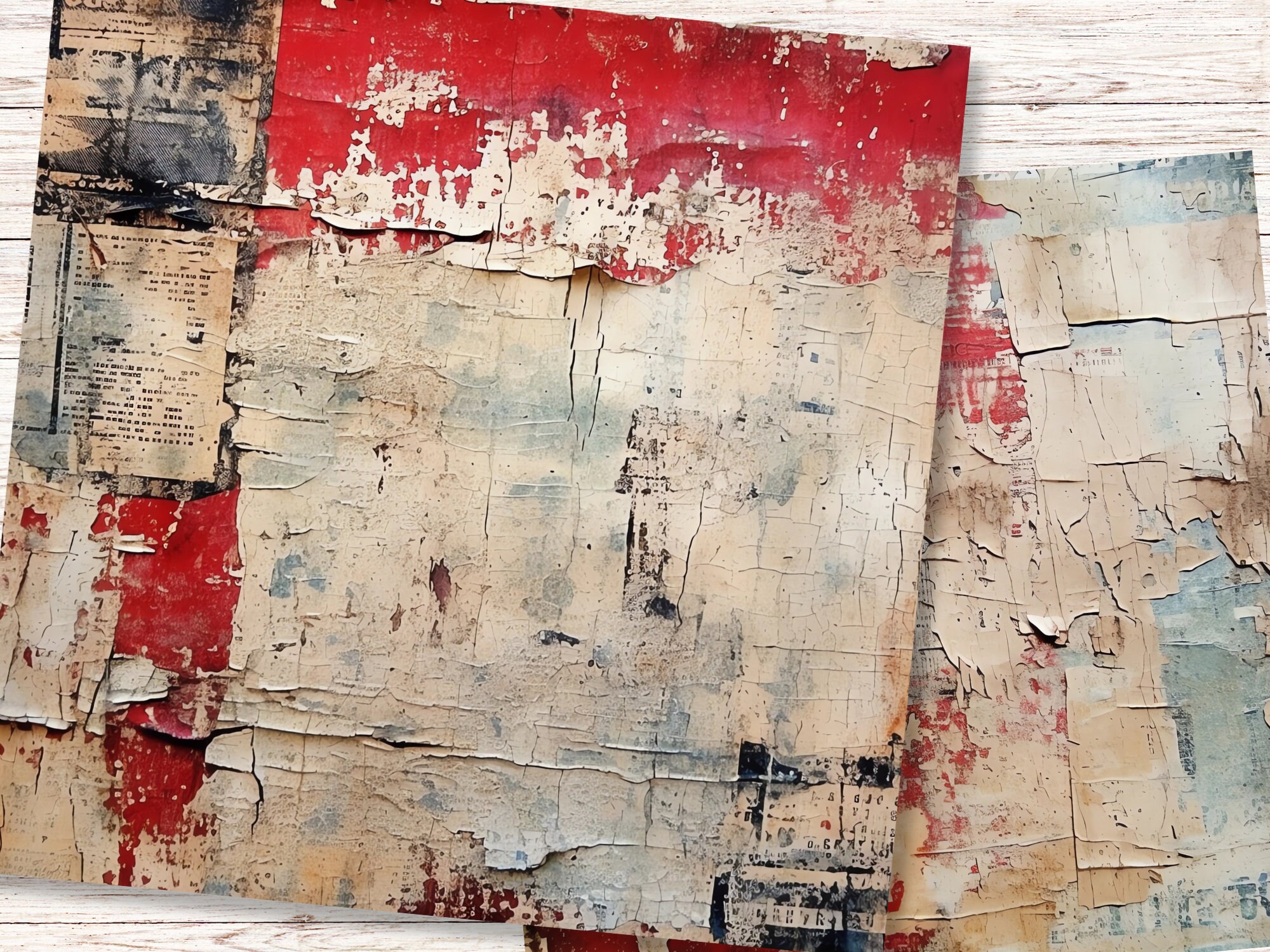 Shabby Grunge Digital Paper, Printable Collage Scrapbook Texture Paper ...