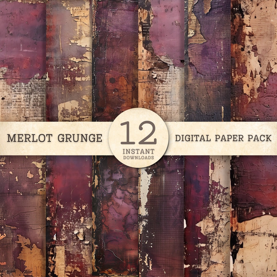 Shabby Grunge Digital Paper, Printable Scrapbook Texture Paper Pack ...