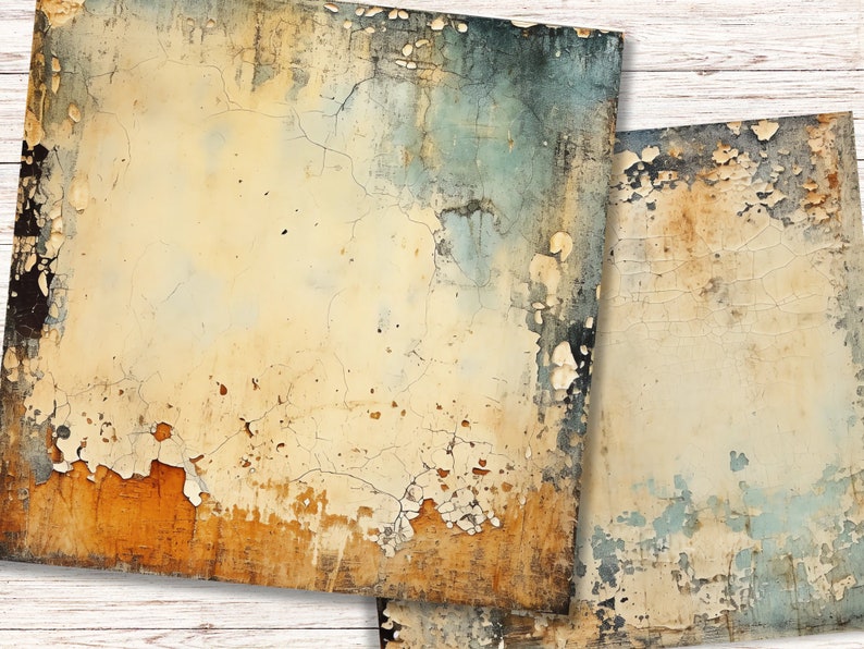 Shabby Grunge Digital Paper, Printable Collage Scrapbook Texture Pack ...