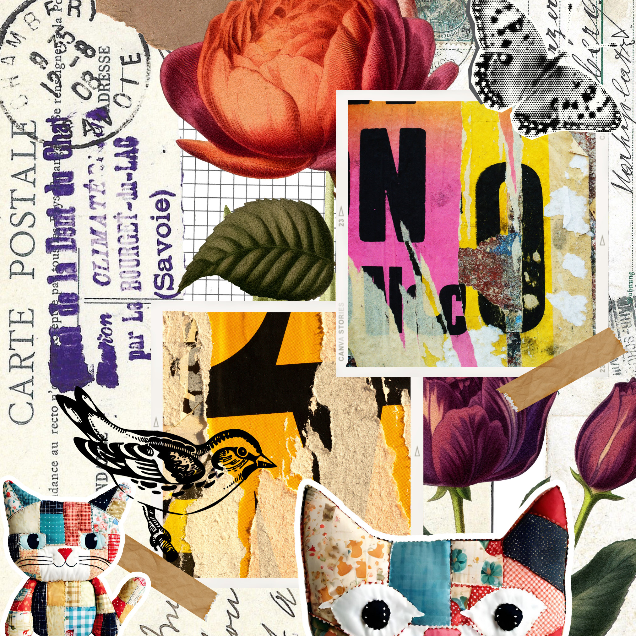 Patchwork Cats Clipart PNG Digital Downloads Shabby Chic - Etsy