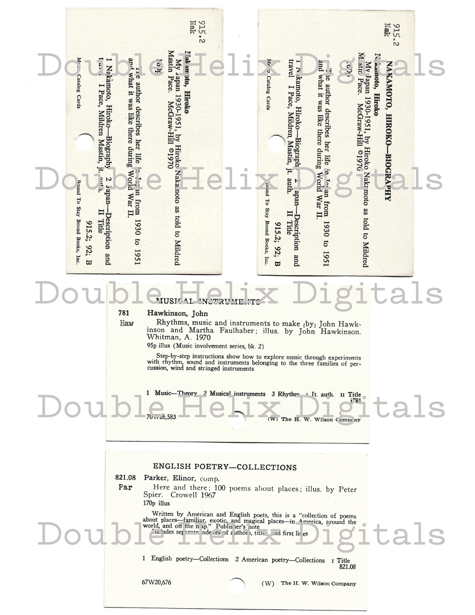 Vintage Library Catalog Cards Digital Download, Index Card Lot ...