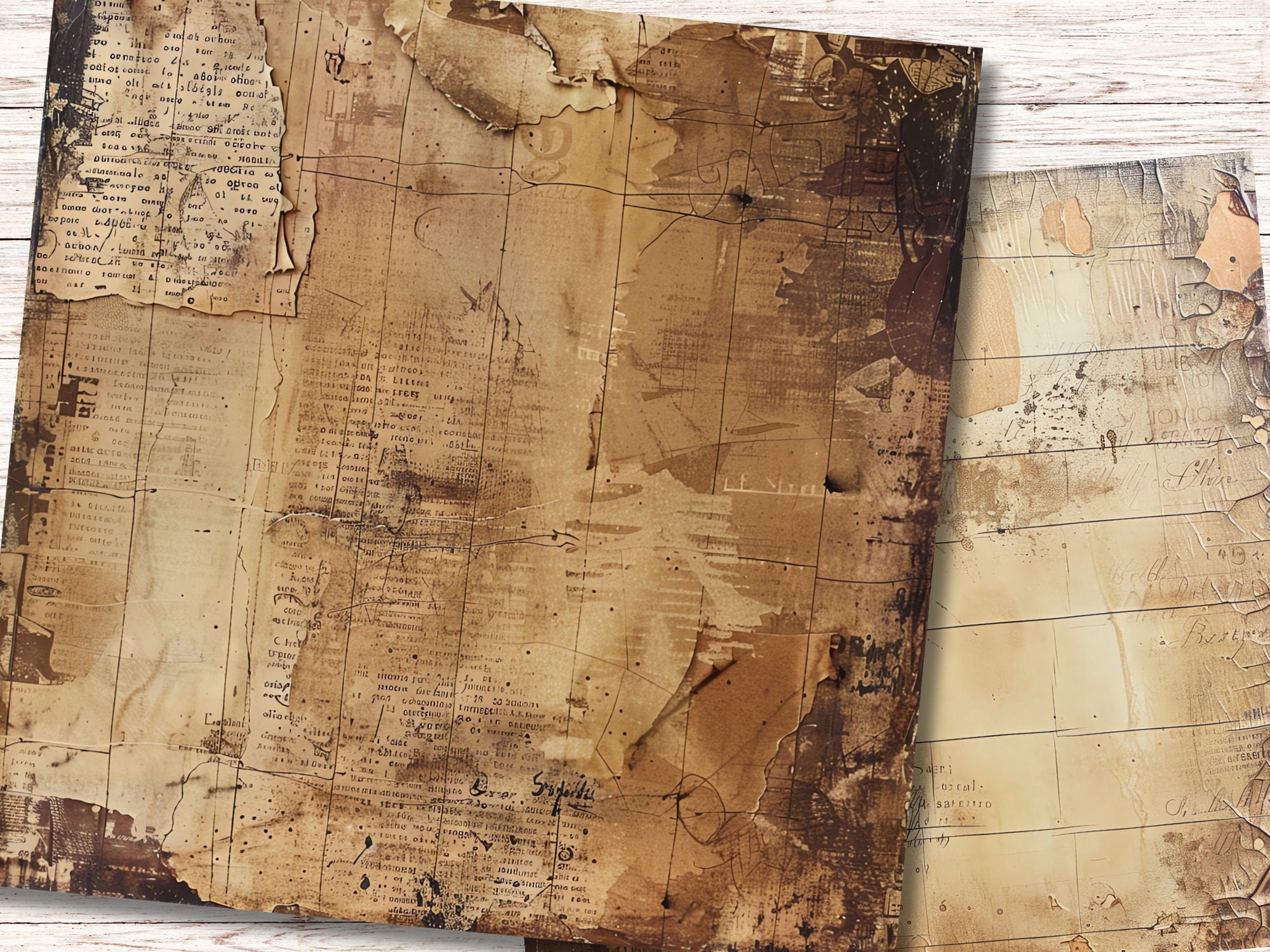 Shabby Grunge Digital Paper, Printable Collage Scrapbook Texture Pack ...