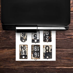 Grunge Industrial Number Tags, Black and White Printable Labels ...