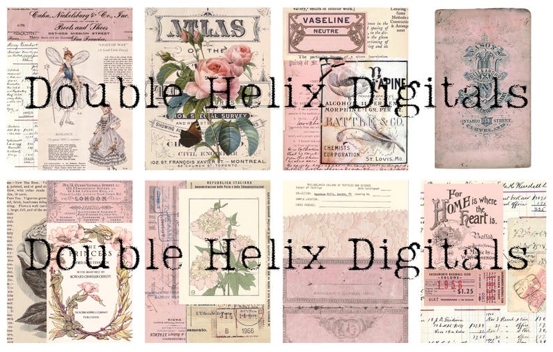 Vintage Paper Kit Light Pink Digital Download, Printable Collage Sheets ...