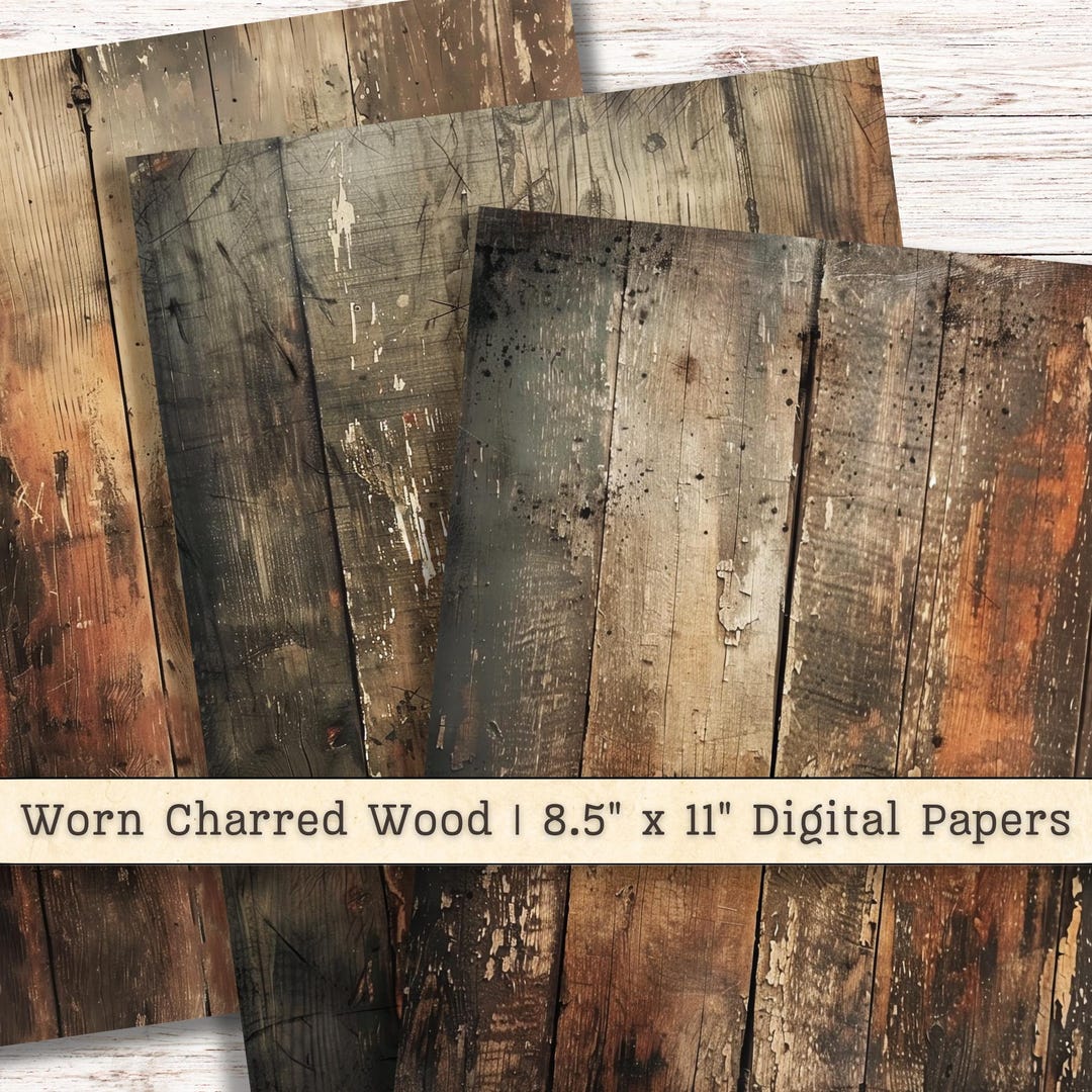 Worn Shabby Charred Wood Digital Paper, Distressed Printable Downloads ...