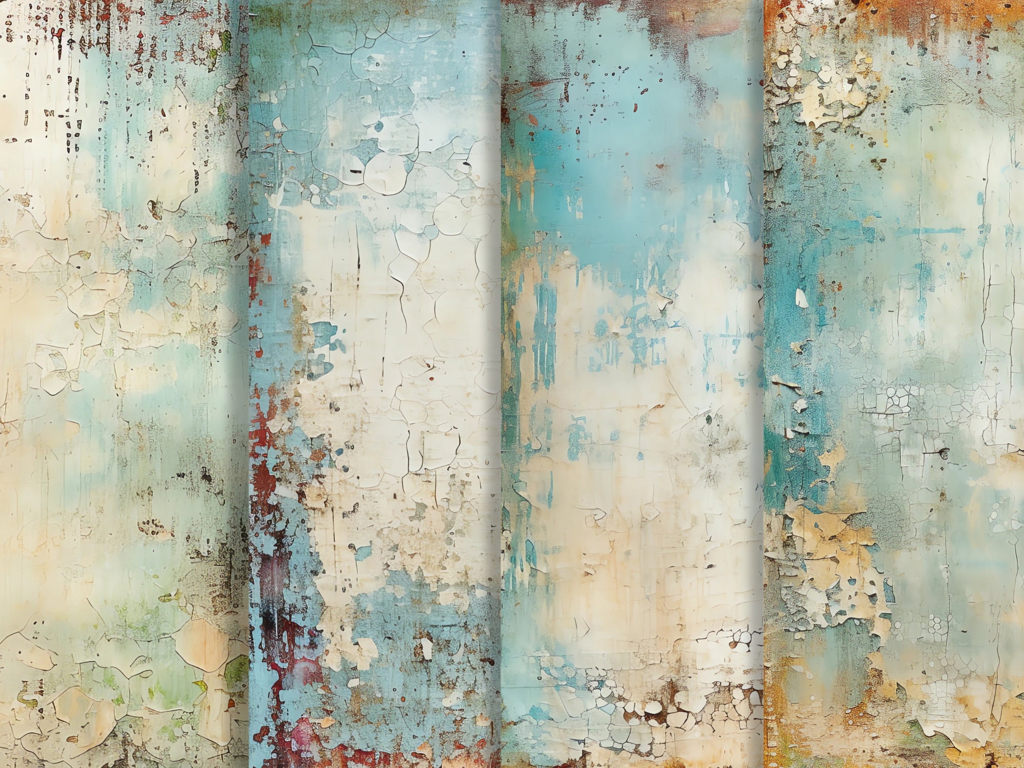 Shabby Grunge Digital Paper, Printable Collage Scrapbook Texture Pack ...