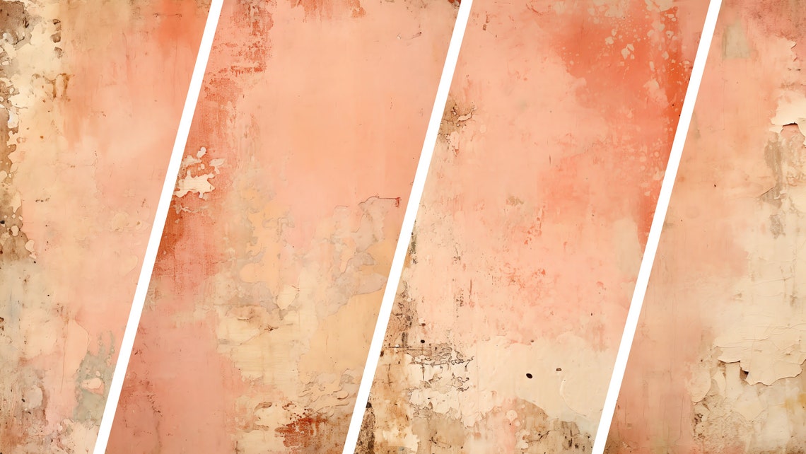 Shabby Grunge Digital Paper, Coral Rust Printable Downloads, Collage ...