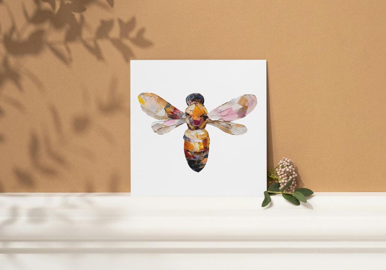 Mixed Media Bees Clipart, Grunge Texture Distressed PNG + JPG Instant ...