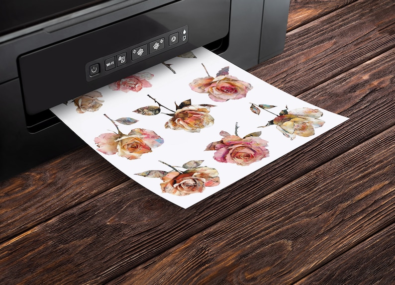 Mixed Media Roses Clipart, Grunge Texture Distressed PNG JPG Instant ...