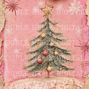 Christmas Trees Shabby Chic Clipart Digital Paper, Lace Mixed Media ...