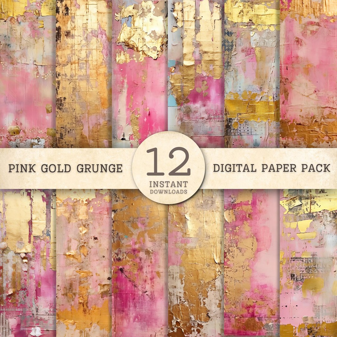 Shabby Grunge Digital Paper, Printable Collage Scrapbook Texture Paper ...