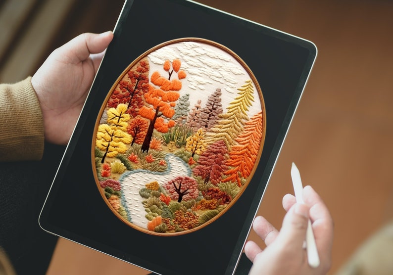 Autumn Nature Clip Art, Digital Embroidery Patches, Fall Fairytale ...